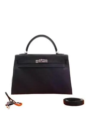 Hermès 2004 Togo Kelly Ii Sellier 32 Satchel Black
