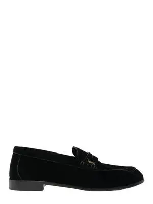 Saint Laurent Velvet Logo-plaque Loafers Black