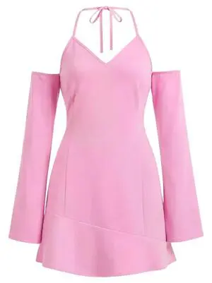 Moschino Cold-shoulder Halterneck Mini Dress - Pink