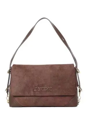 Moschino Logo-plaque Suede-effect Shoulder Bag - Brown
