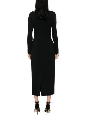 Elie Saab Cady Lace-trim Draped-detail Midi Dress - Black