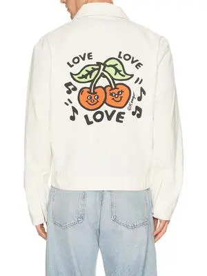 Kenzo Loves Zipped Coach Jacket In Cream - Ecru
