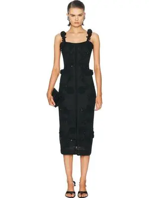 Carolina Herrera Thin Strap Crochet Dress - Black