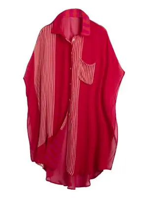 SAACHI Flowy Striped Oversized Red Shirt