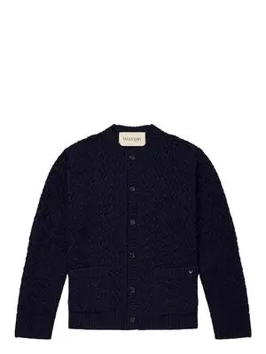 Valentino Garavani Wool And Cashmere-blend Cardigan - Blue