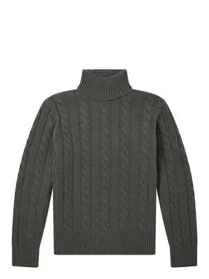 Polo Ralph Lauren Cable-knit Wool And Cashmere-blend Turtleneck Sweater - Green