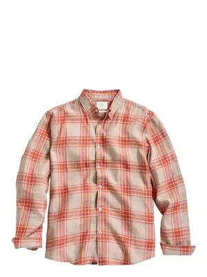Billy Reid Bold Plaid Linen Wilson Shirt - Brick