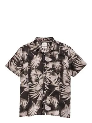 Billy Reid Short Sleeve Tiled Elephant Ear Treme Shirt - Black