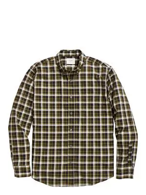 Billy Reid Textural Grid Plaid Tuscumbia Shirt Button Down - Olive,multi