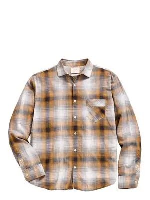 Billy Reid Melange Shadow Plaid John T Shirt - Honey Multi