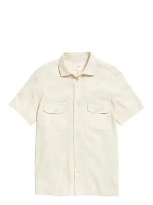 Billy Reid Short Sleeve Hemp Cotton Knit Shirt - White