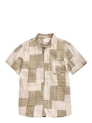 BILLY REID Short Sleeve Brick Patchwork Tuscumbia Shirt Button Down