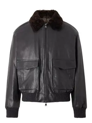 VALSTAR Smith Shearling-trimmed Full-grain Leather Jacket - Black