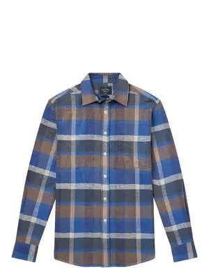 Portuguese Flannel Alpino Checked Cotton-flannel Shirt - Blue