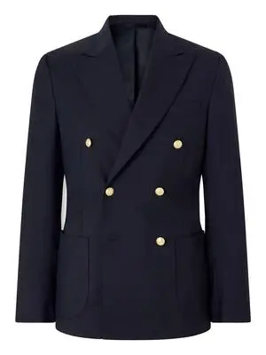 DE PETRILLO Vesuvio Double-breasted Wool-twill Suit Jacket - Navy
