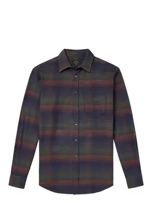 Portuguese Flannel Old Pine Checked Cotton-flannel Shirt - Blue