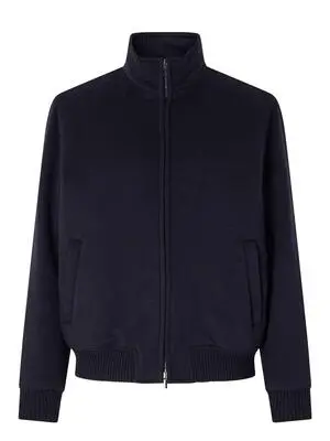 Thom Sweeney Wool And Cashmere-blend Flannel Bomber Jacket - Navy