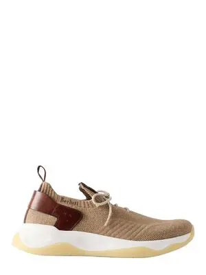 Berluti Shadow Leather-trimmed Stretch-cashmere Sneakers - Neutrals