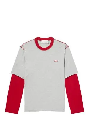 AMI Paris Logo-appliqued Cotton-jersey T-shirt - Gray