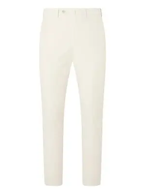 DE PETRILLO Tapered Cotton And Silk-blend Twill Trousers - Neutrals