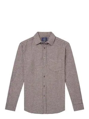 Portuguese Flannel Houndstooth Organic Cotton-flannel Shirt - Blue