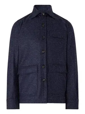 DE PETRILLO De Petrillo - Houndstooth Virgin Wool Overshirt - Men - Blue 