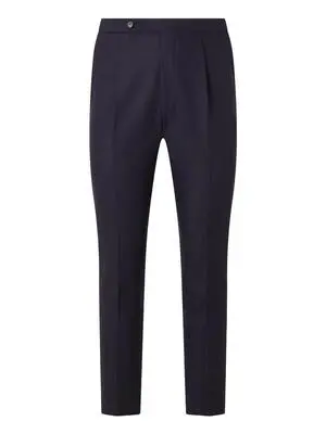 DE PETRILLO Straight-leg Pleated Virgin Wool Trousers - Blue