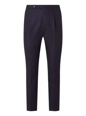 DE PETRILLO Straight-leg Pleated Virgin Wool Trousers - Navy
