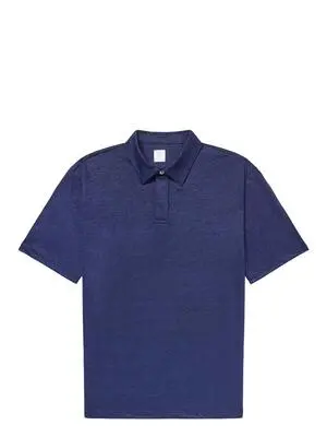 Eleventy Linen-jersey Polo Shirt - Blue