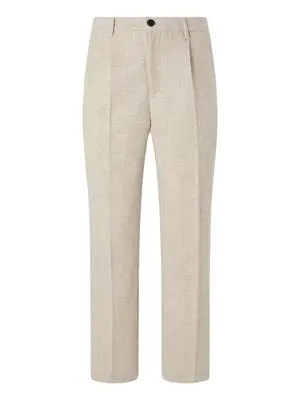 Portuguese Flannel Terroir Straight-leg Pleated Wool-twill Trousers - Ecru