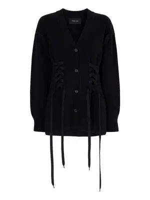 Simone Rocha Sculpted Corset Merino Wool Cardigan - Black