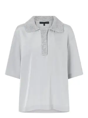 Tibi Stretch Silk-blend Polo Shirt - Gray