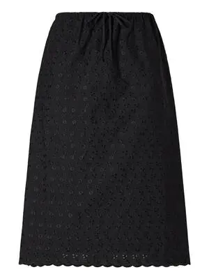 Faithfull The Brand Santana Broderie Anglaise Midi Skirt - Black