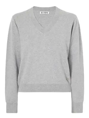 Eterne Cotton And Cashmere-blend V-neck Sweater - Gray