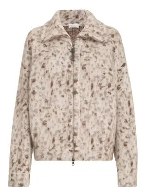Brunello Cucinelli Mohair-blend Zip-up Cardigan White