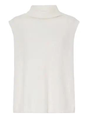 LISA YANG Aisla Ribbed Brushed Cashmere Turtleneck Sweater Vest - Cream