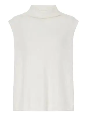 LISA YANG Aisla Ribbed Brushed Cashmere Turtleneck Sweater Vest - Neutrals