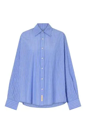 BODE Bluebell Striped Cotton-poplin Shirt - Light Blue