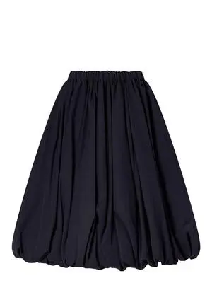 Comme Des Garçons Gathered Wool-gabardine Midi Skirt Navy