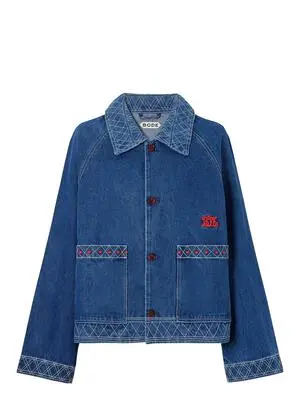 BODE Embroidered Denim Jacket - Blue