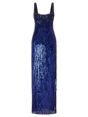 Jenny Packham Rosalie Crystal-embellished Sequined Tulle Gown - Blue