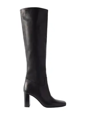 Khaite Petra 85 Leather Knee Boots - Black
