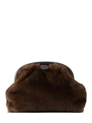 Stella McCartney Flabella Plush Clutch Bag Brown