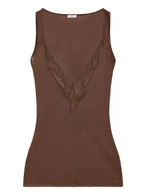 Balmain Lace-trimmed Knitted Tank - Brown