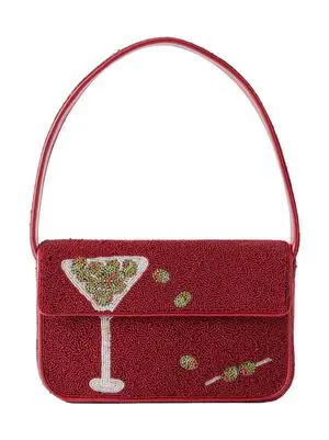 Staud Tommy Bead-embellished Shoulder Bag Red