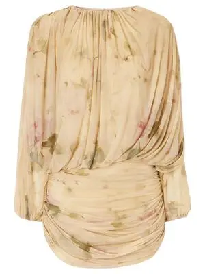 Magda Butrym Gathered Floral-print Georgette Mini Dress - Multi
