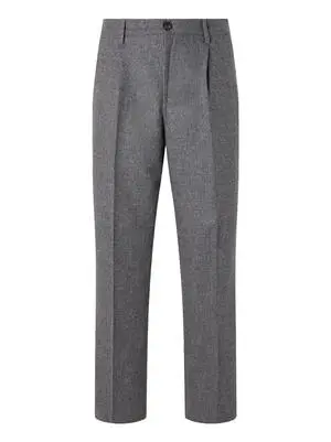 Portuguese Flannel Terroir Straight-leg Pleated Wool-twill Trousers - Gray