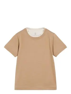 Brunello Cucinelli Cotton Jersey T-shirt With Faux-layering - Camel