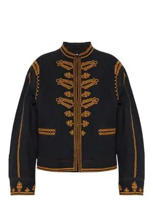 Isabel Marant Étoile Embroidered Zipup Cropped Jacket - Black