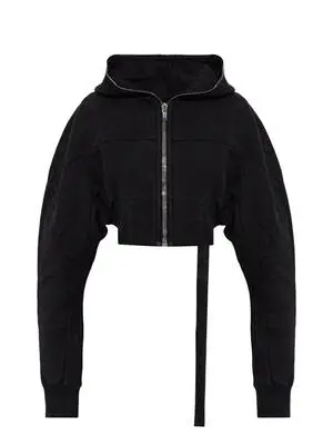 Rick Owens Cropped Zip-up Hoodie - Black